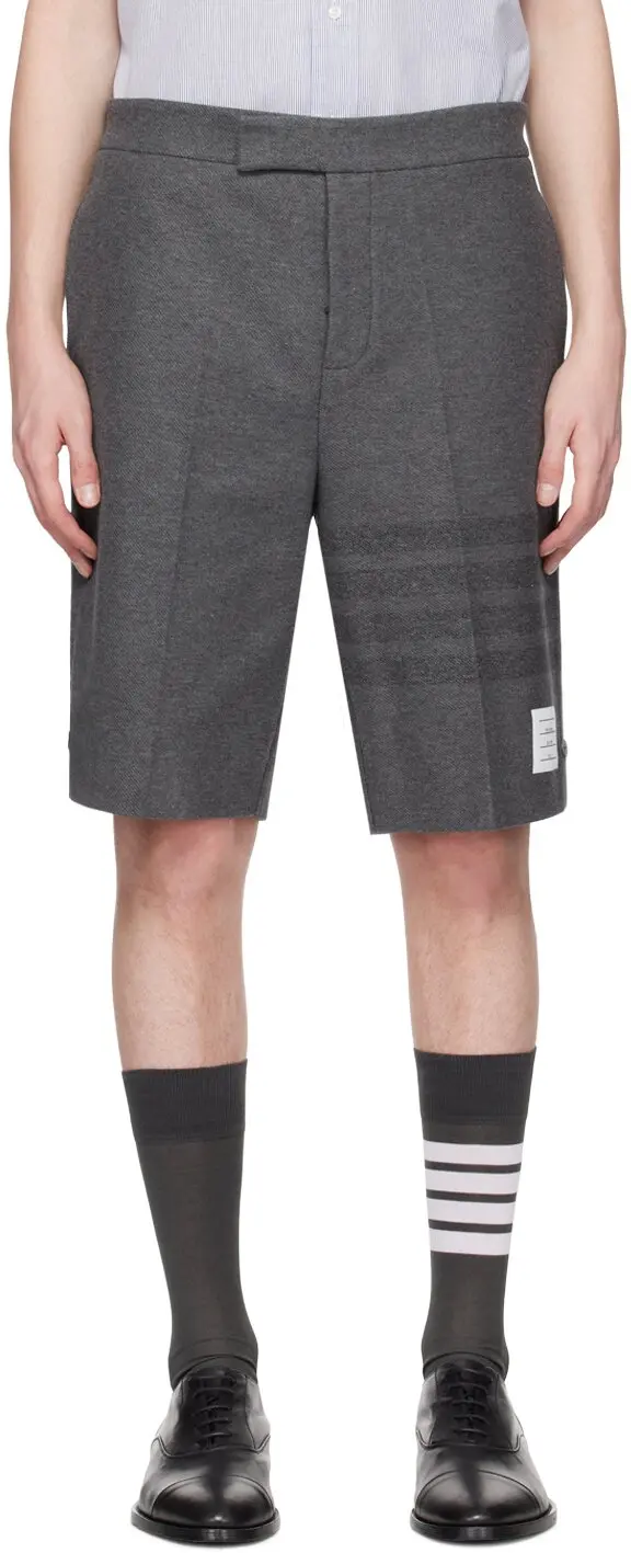 Thom Browne 4-bar Striped High-waist Bermuda Shorts - Gray
