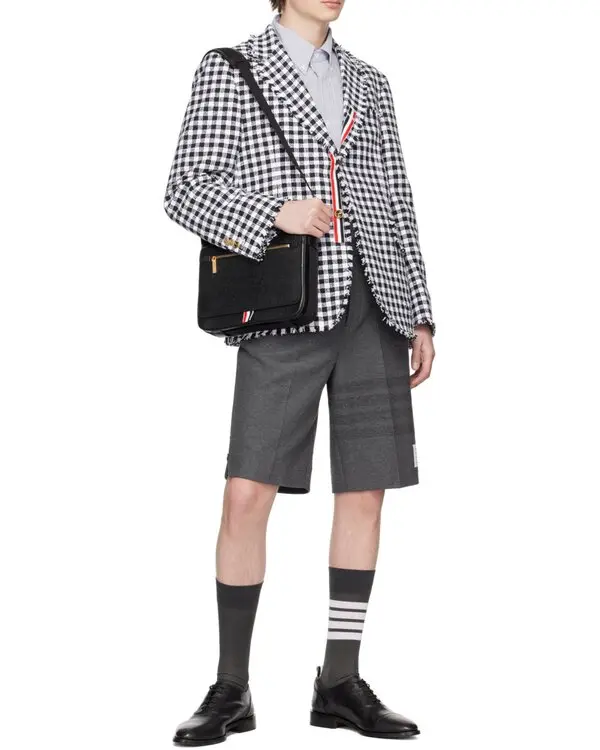 Thom Browne 4-bar Striped High-waist Bermuda Shorts - Gray