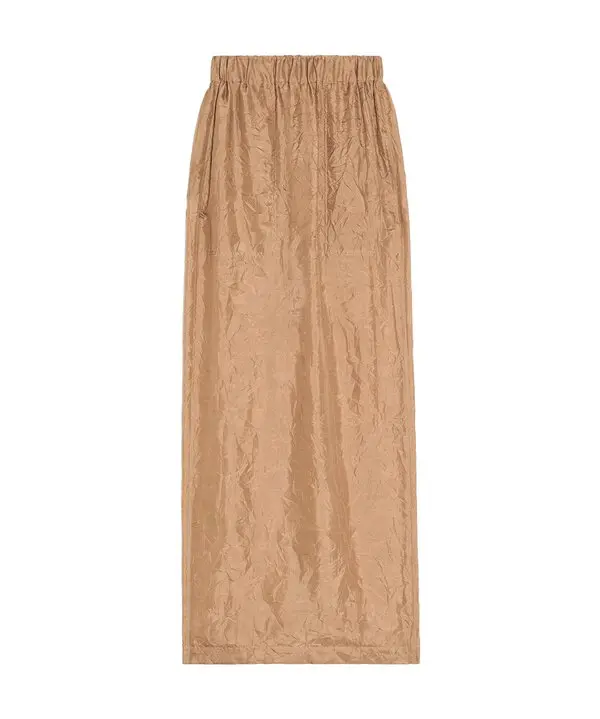 Max Mara Aeroso Crinkled Wool Skirt - Brown Copper
