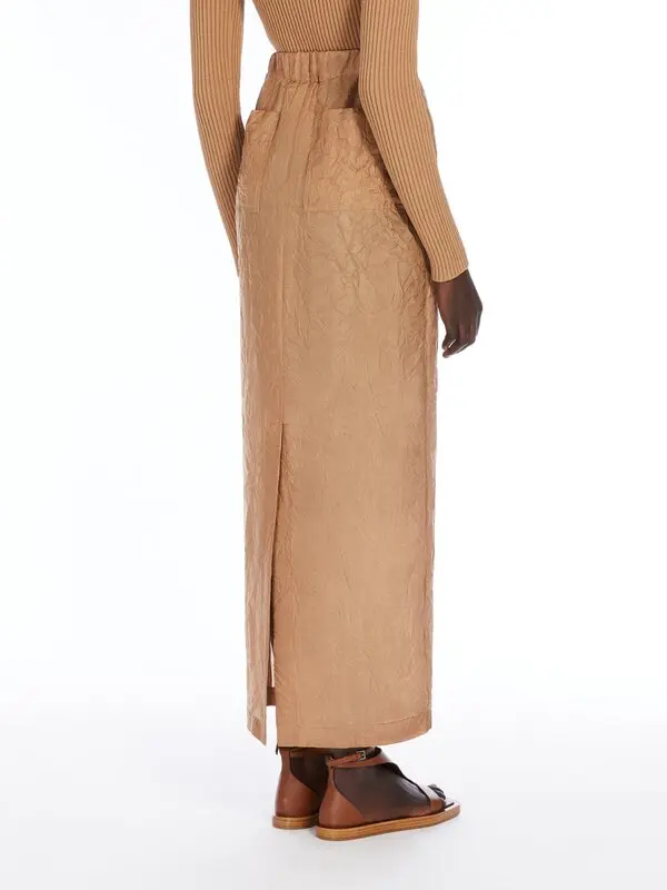 Max Mara Aeroso Crinkled Wool Skirt - Brown Copper