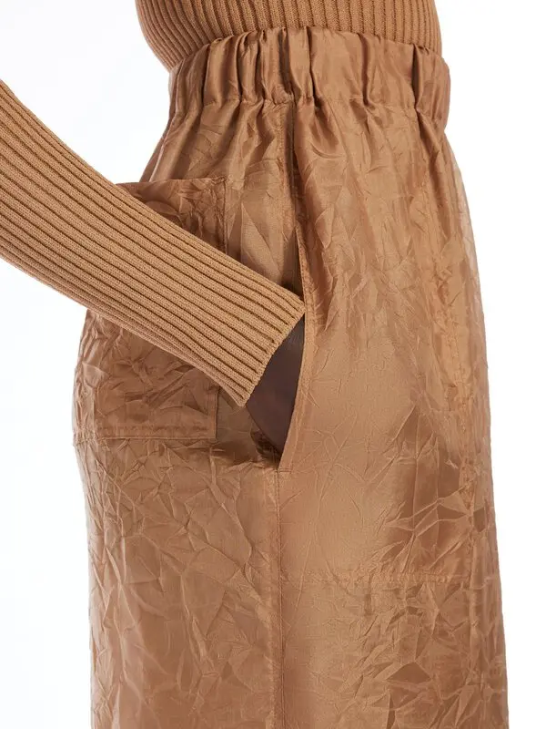 Max Mara Aeroso Crinkled Wool Skirt - Brown Copper