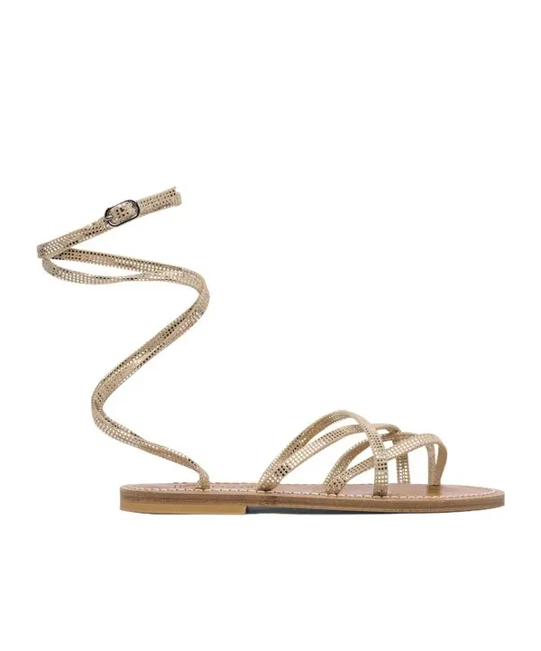 K.JACQUES Strappy Flat Sandals - Gold