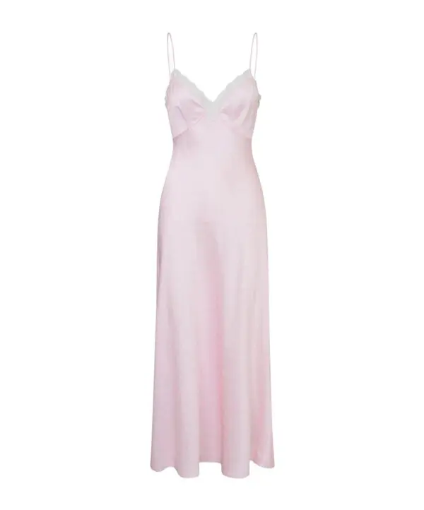 LoveShackFancy Manuela Lace-trimmed Polka-dot Maxi Dress - Shell Powder Red Marigold