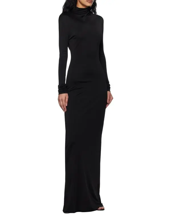 Khaite High Neck Long Sleeve Maxi Dress