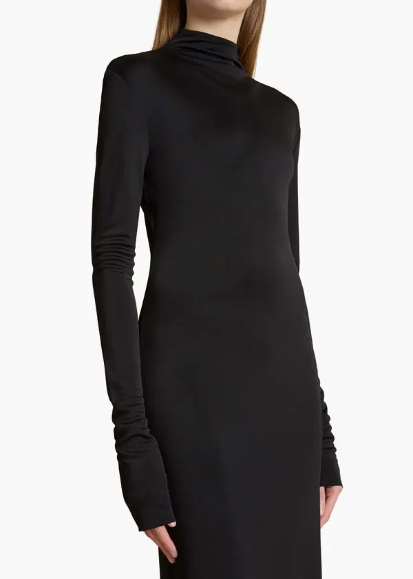 Khaite High Neck Long Sleeve Maxi Dress
