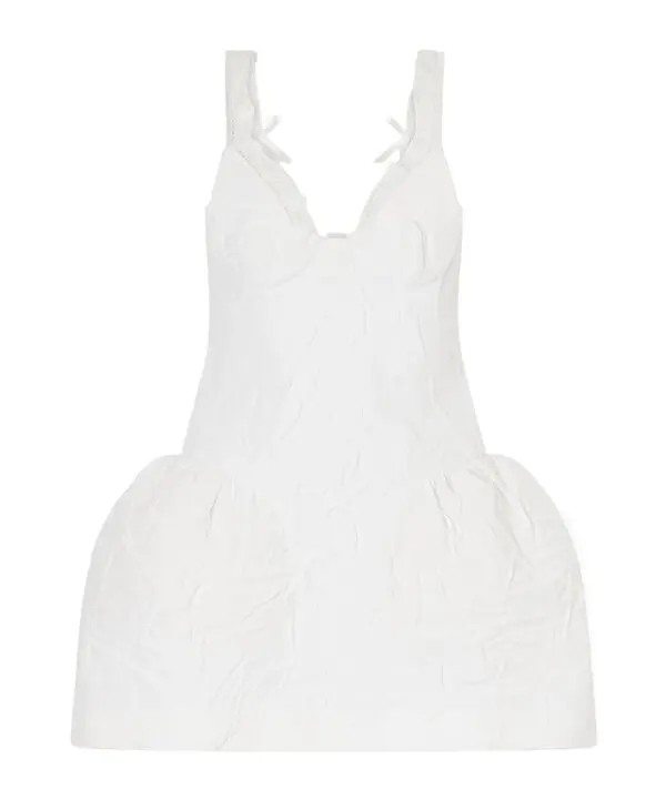 SHUSHU/TONG Sleeveless Corset Dress With Lace And Pleated Details - White
