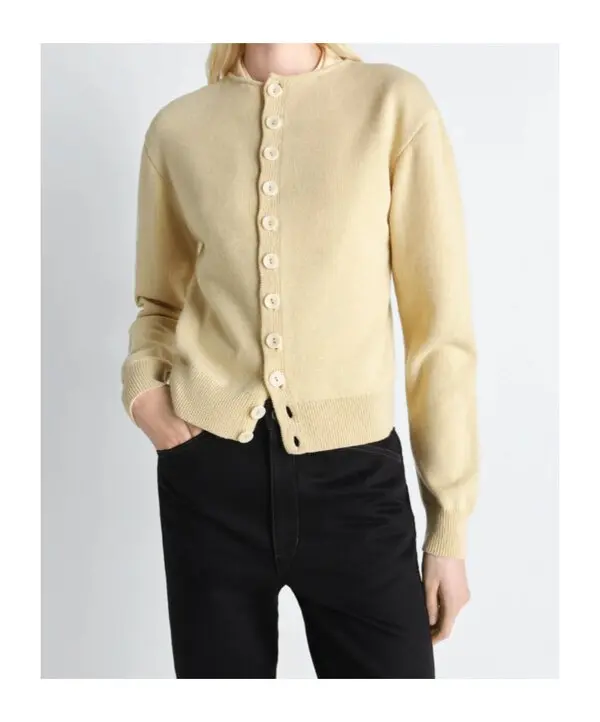 LEMAIRE Reversible Buttoned Jumper In Cashmere And Wool - Butter