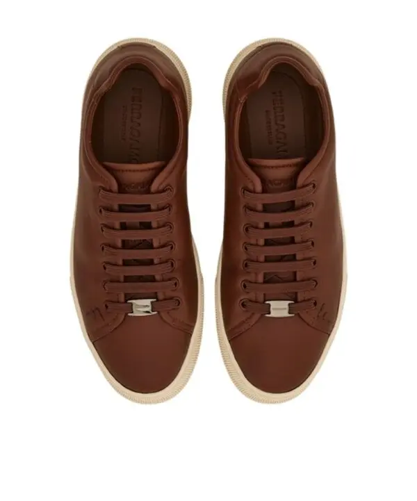 FERRAGAMO Low-top Leather Trainers - Brown