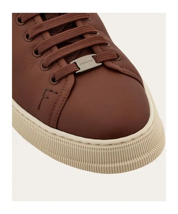 FERRAGAMO Low-top Leather Trainers - Brown