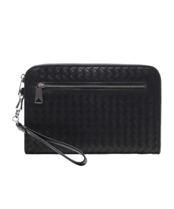 Bottega Veneta Small Intreciato Clutch - Black