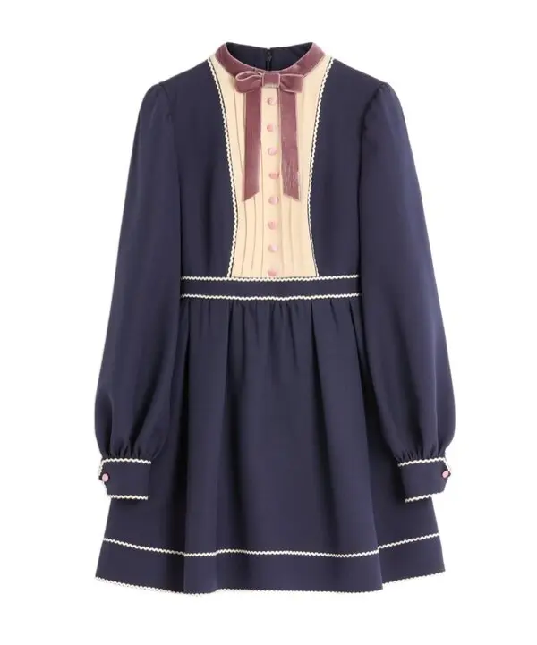 Valentino Garavani Crepe Couture Short Dress With Velvet Bow Detail