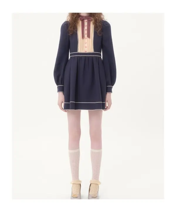 Valentino Garavani Crepe Couture Short Dress With Velvet Bow Detail