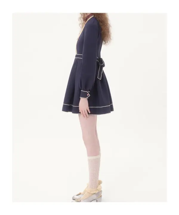 Valentino Garavani Crepe Couture Short Dress With Velvet Bow Detail