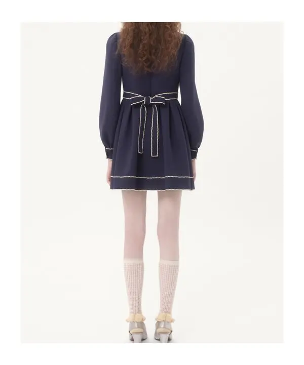 Valentino Garavani Crepe Couture Short Dress With Velvet Bow Detail