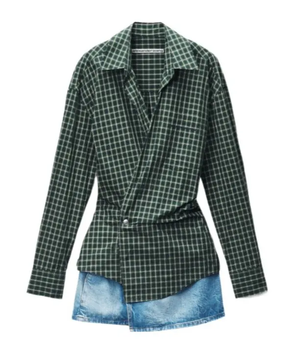 Alexander Wang Pre-styled" Wrap Mini Dress - Green/navy Blue