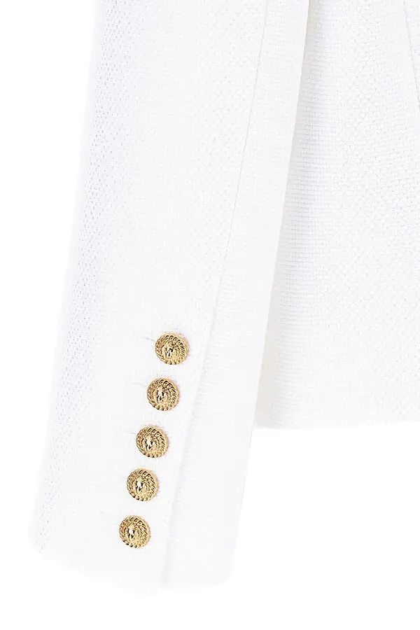 Balmain Logo-engraved Button Textured Blazer
