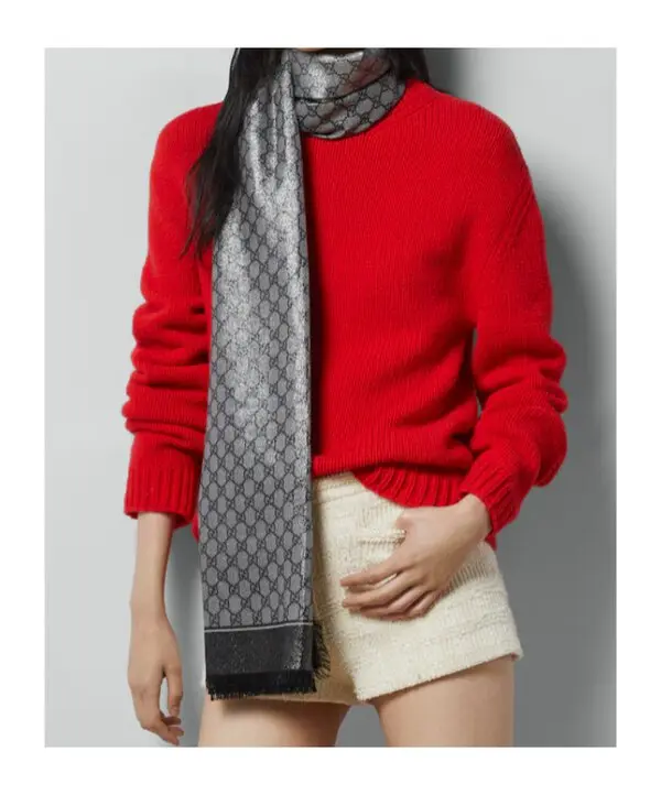 Gucci Gg Jacquard Frayed Edge Scarf