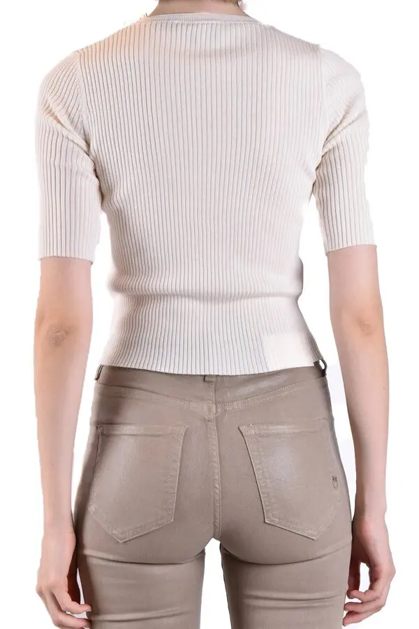 Pinko Round Neck Ribbed Knit Sweater