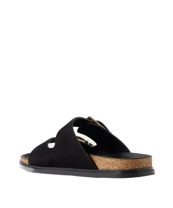 THE ROW Suede Double Buckle Sandals