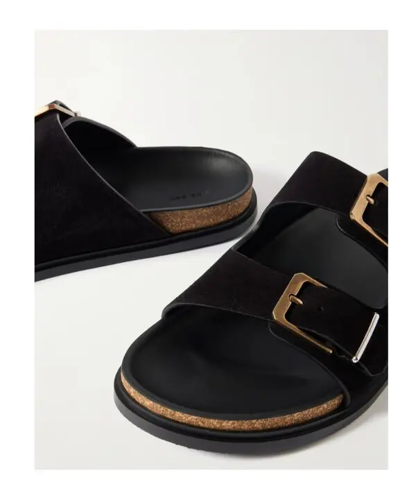 THE ROW Suede Double Buckle Sandals