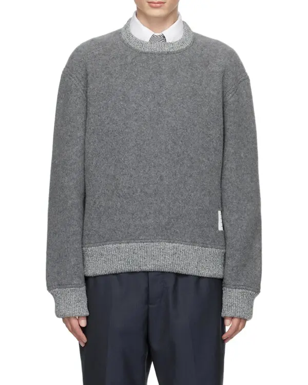 Thom Browne Crewneck Knitted Jumper With Logo Decal And Signature Stripe Detail