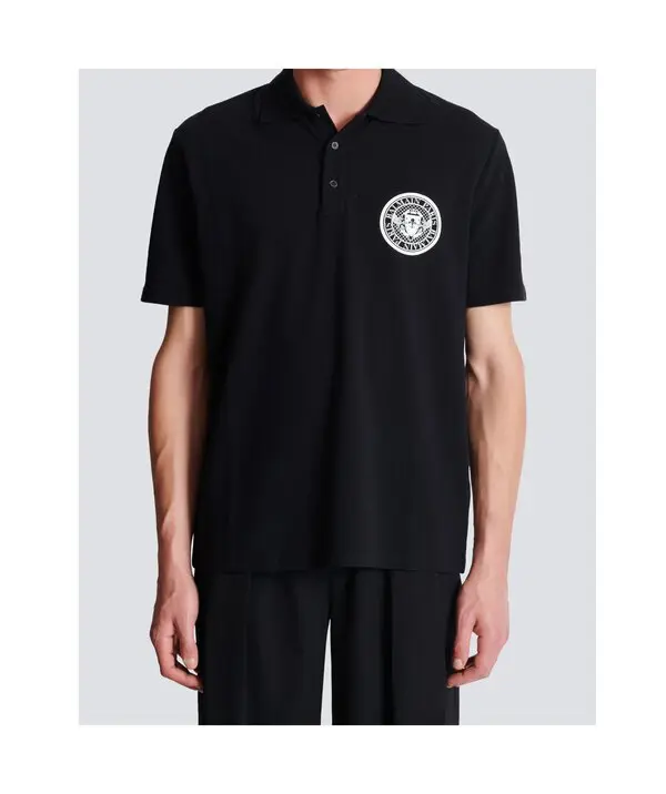 Balmain Coin-printed Polo Shirt - Black