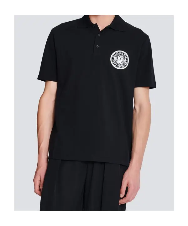 Balmain Coin-printed Polo Shirt - Black