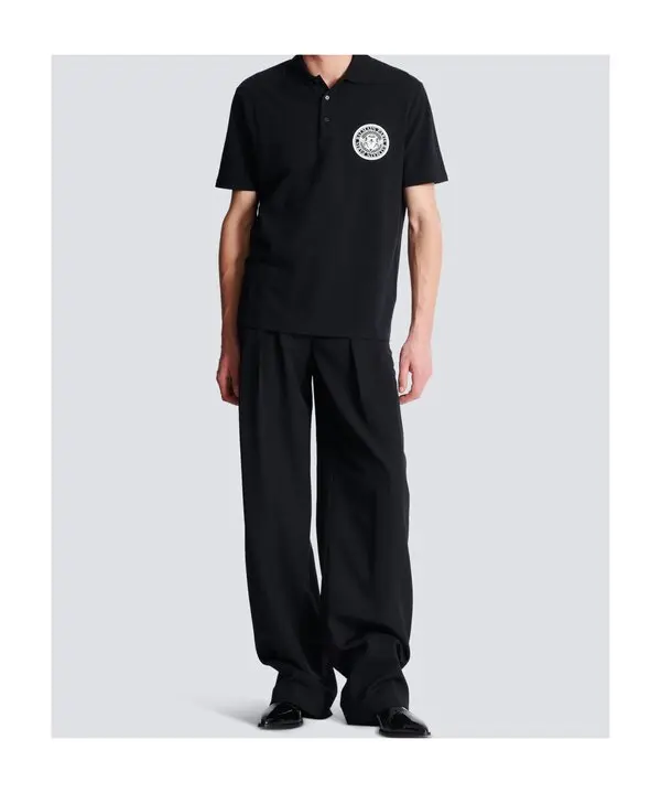 Balmain Coin-printed Polo Shirt - Black