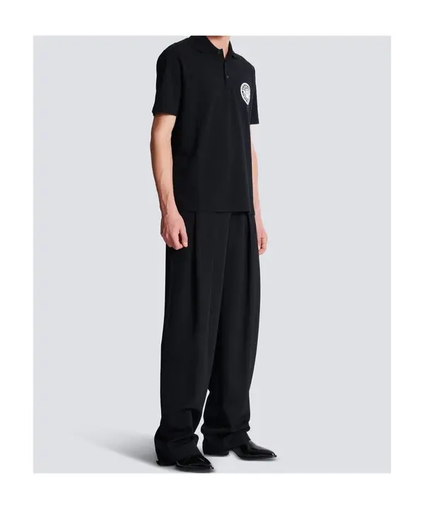 Balmain Coin-printed Polo Shirt - Black