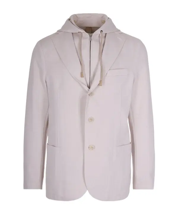 Eleventy Drawstring Hooded Jacket - White
