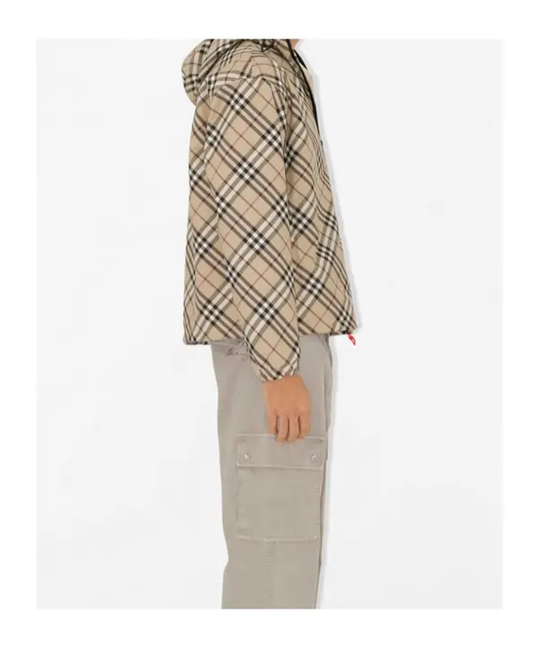 Burberry Checked Hooded Zip-up Jacket