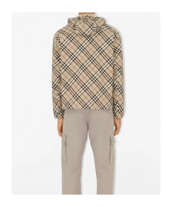 Burberry Checked Hooded Zip-up Jacket
