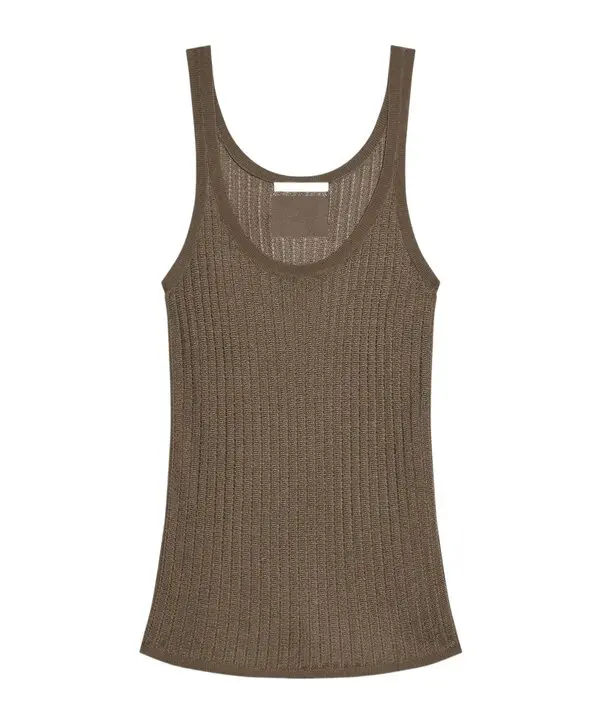 Helmut Lang Ribbed Pointelle Tank - Cognac