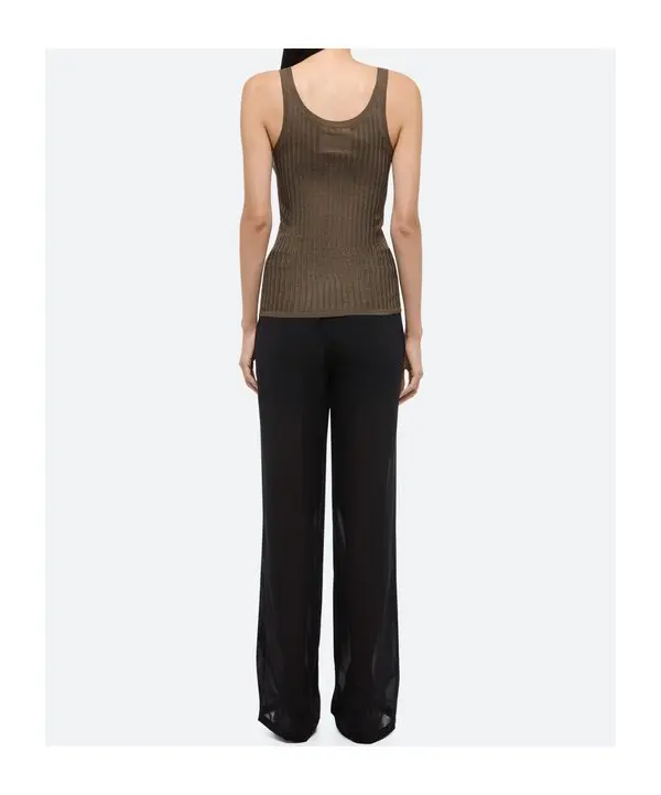 Helmut Lang Ribbed Pointelle Tank - Cognac