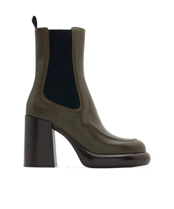 Burberry Wedge Chelsea Ankle Boots - Green