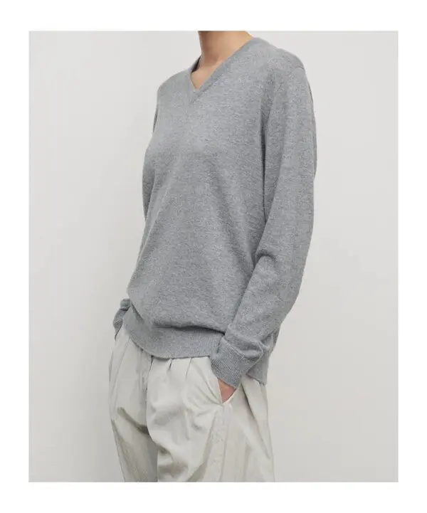 THE ROW Nian Knitted V-neck Sweater - Grey