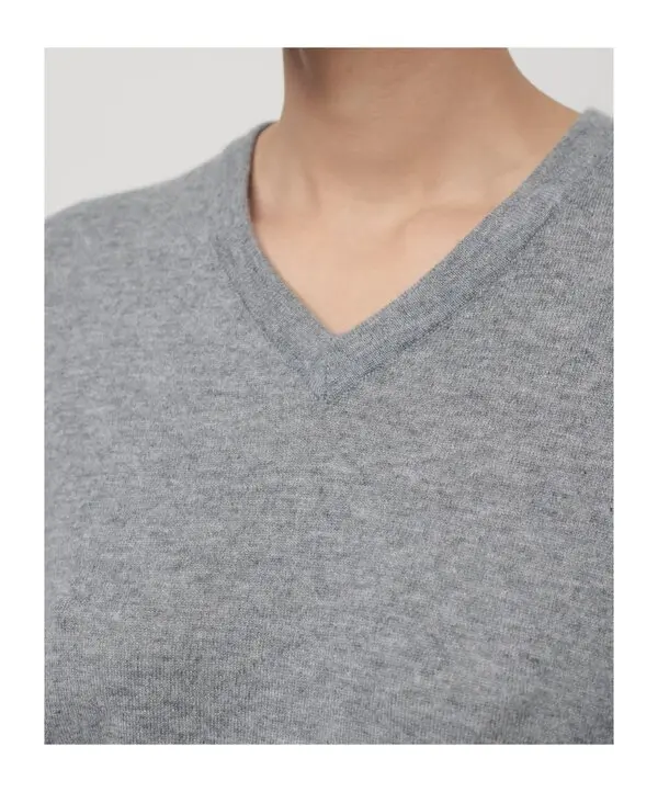 THE ROW Nian Knitted V-neck Sweater - Grey