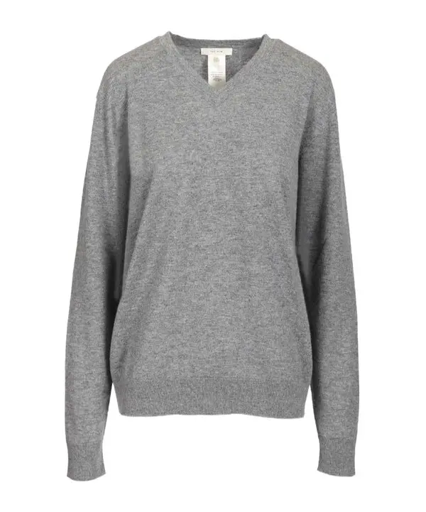THE ROW Nian Knitted V-neck Sweater - Grey