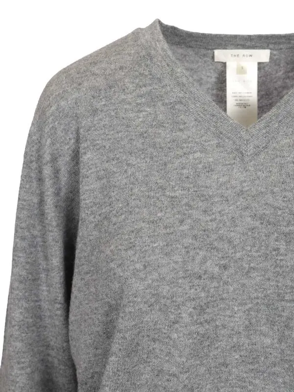 THE ROW Nian Knitted V-neck Sweater - Grey