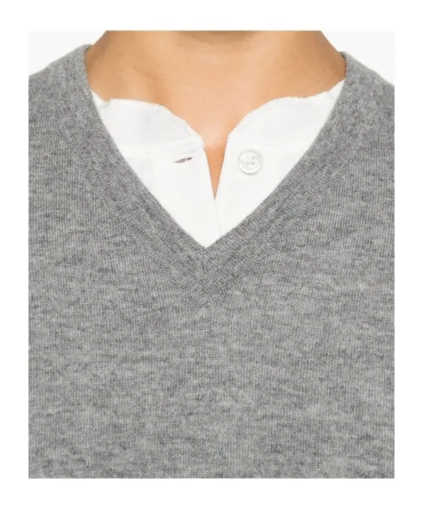 THE ROW Nian Knitted V-neck Sweater - Grey