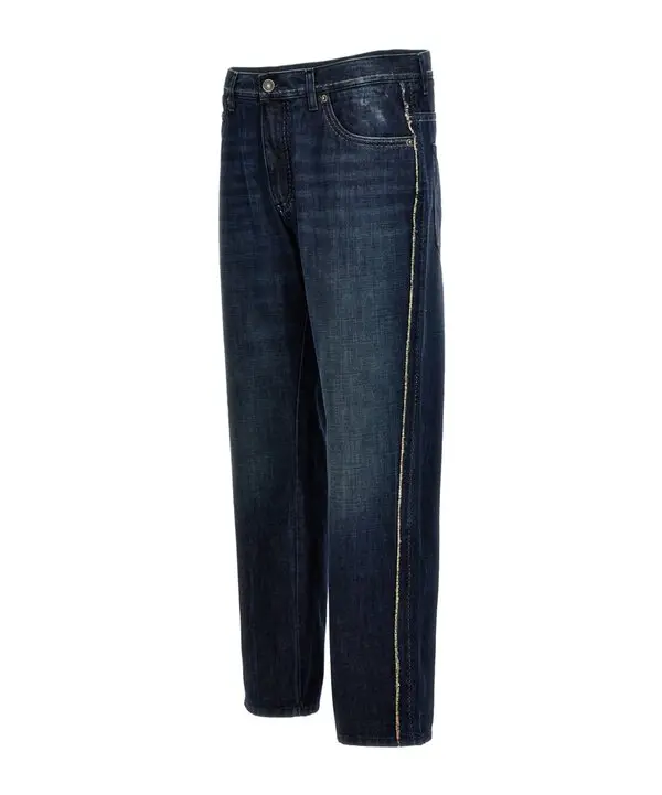 Dolce & Gabbana Logo Plaque Frayed Edge Jeans