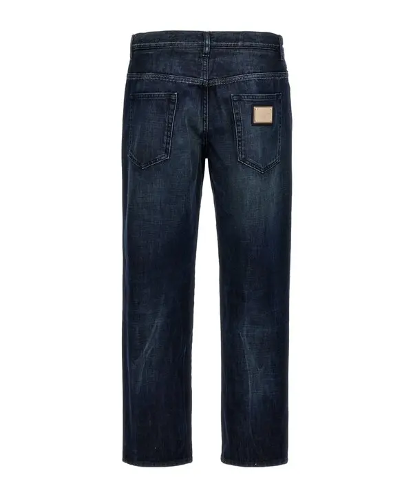 Dolce & Gabbana Logo Plaque Frayed Edge Jeans
