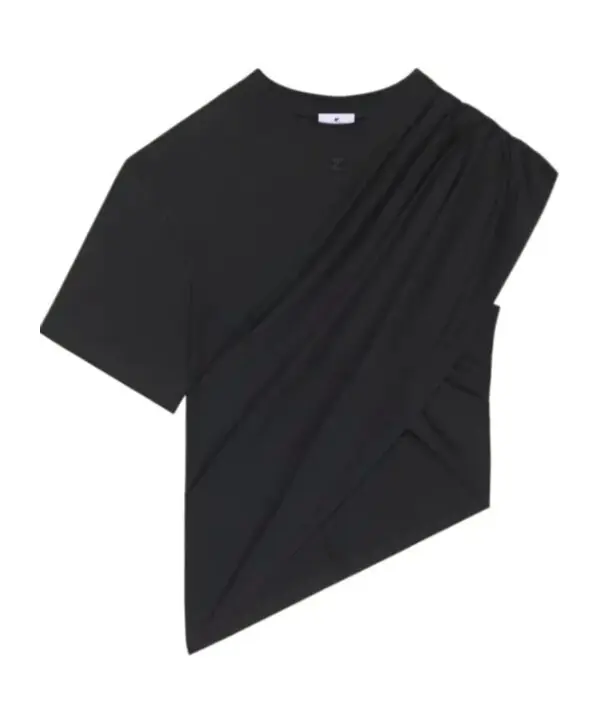 COURREGES Courrèges Asymmetrical Twist T-shirt - Black