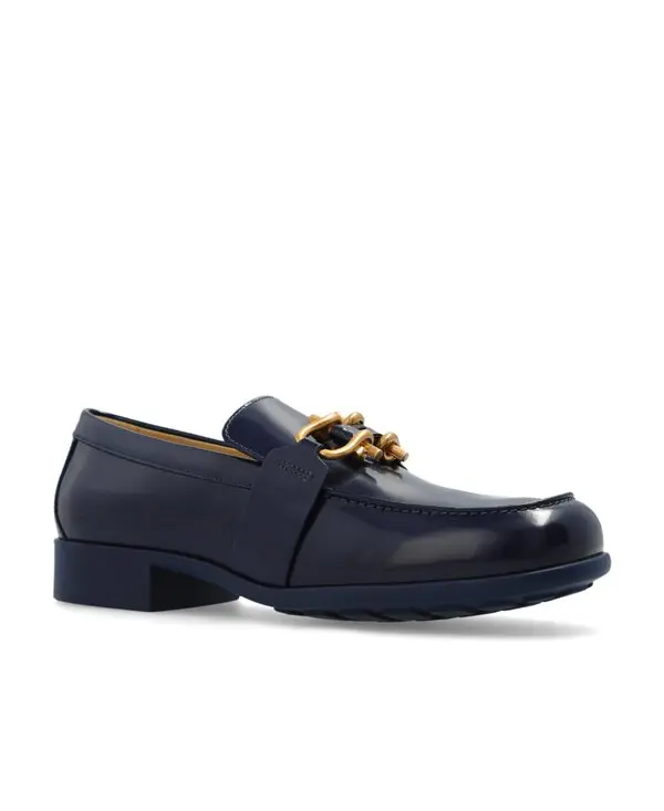 Bottega Veneta Square Toe Logo Loafers