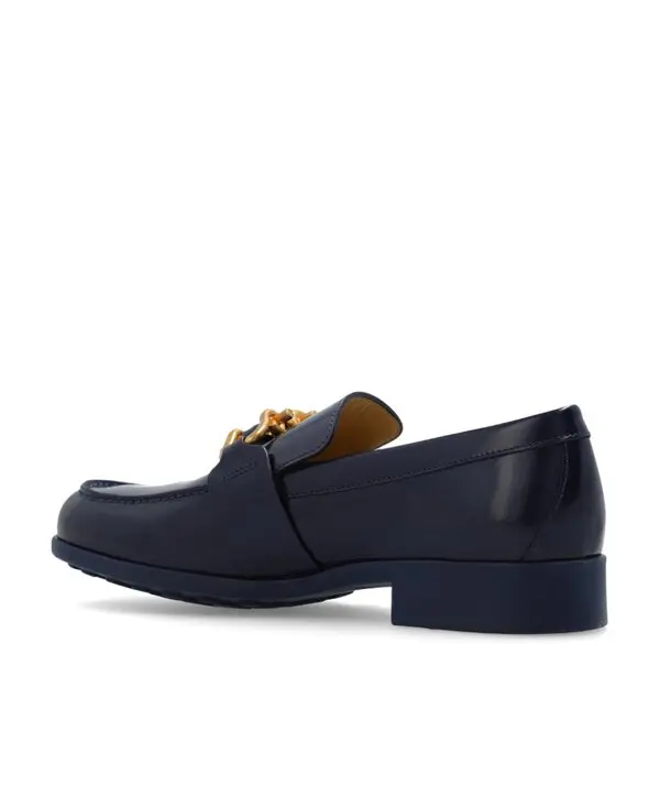 Bottega Veneta Square Toe Logo Loafers