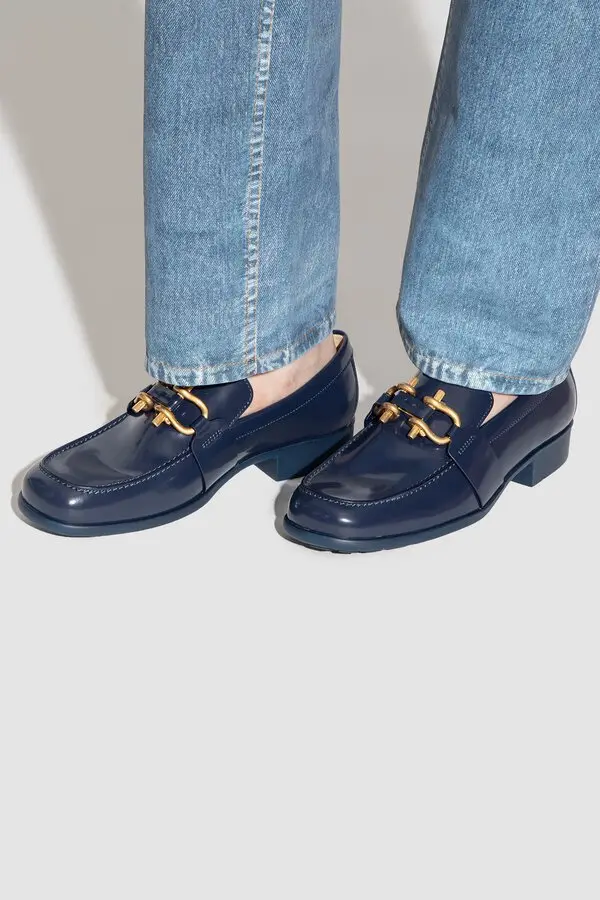 Bottega Veneta Square Toe Logo Loafers
