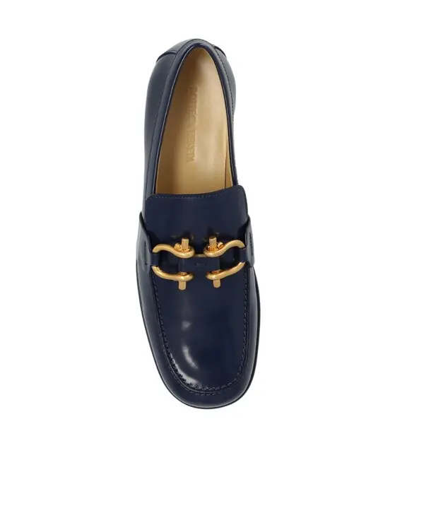 Bottega Veneta Square Toe Logo Loafers
