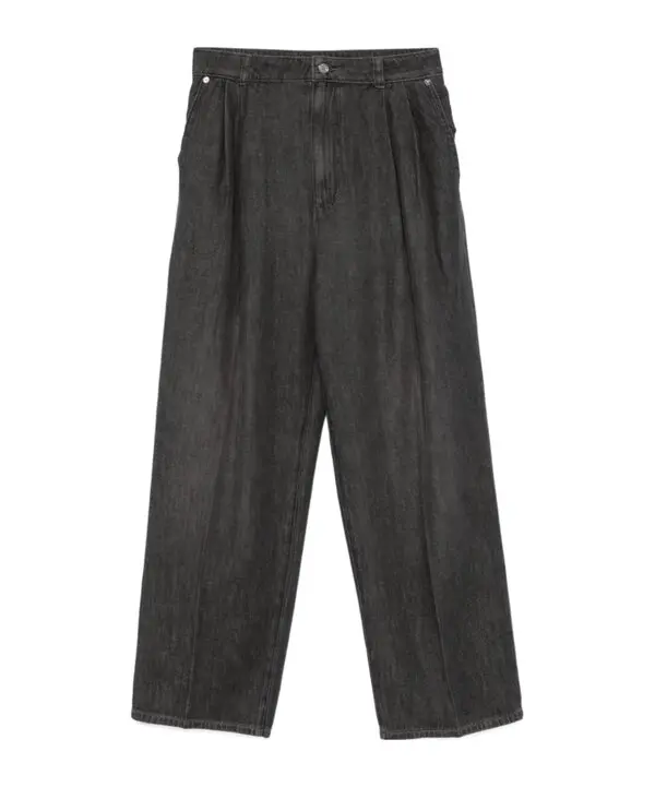 Michael Kors Button Detailed Straight Leg Jeans - Charcoal