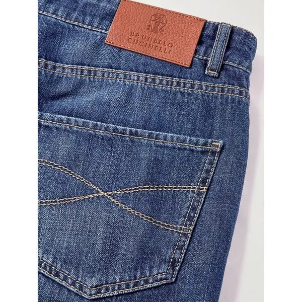 Brunello Cucinelli Straight-leg Jeans With Logo Detail - Blue