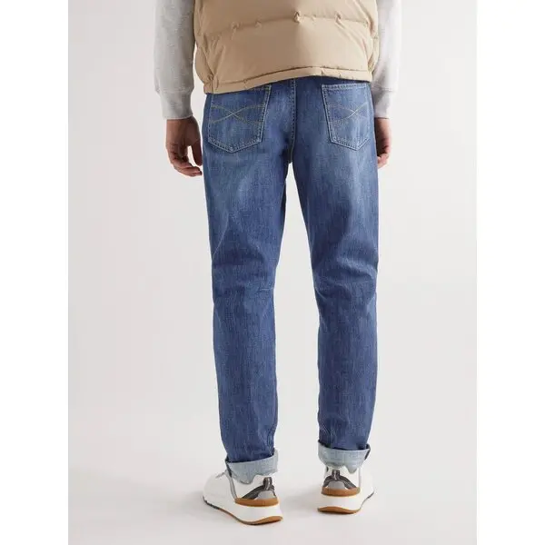 Brunello Cucinelli Straight-leg Jeans With Logo Detail - Blue